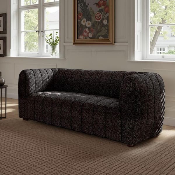 Benjara Hery 36.25 in. Rolled Arm Fabric Rectangle Shape Sofa in. Black ...