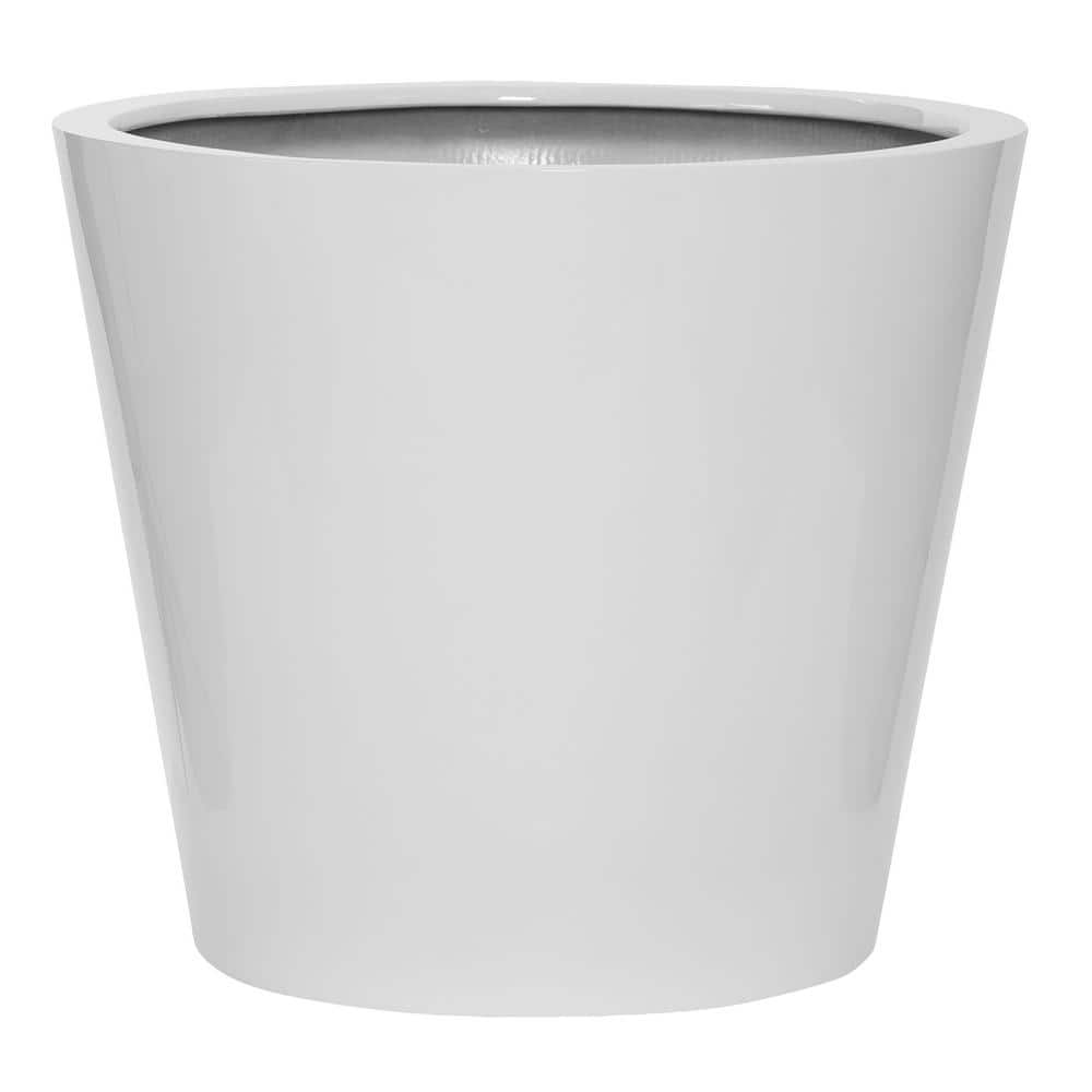 PotteryPots Bucket Medium 20 in. Tall Glossy White Fiberstone Indoor ...