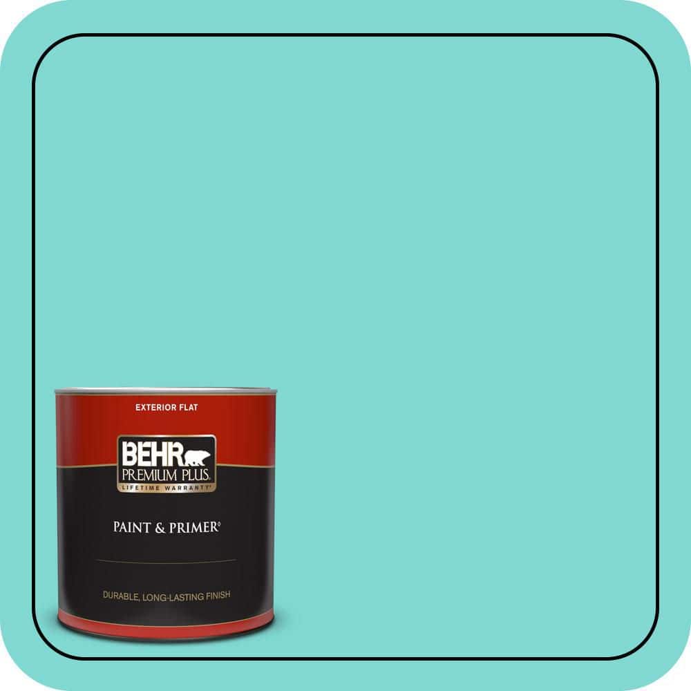 BEHR PREMIUM PLUS 1 qt. #MQ4-22 Key Largo Flat Exterior Paint & Primer ...