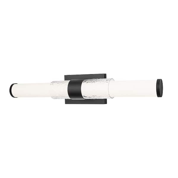 Egon 25 in. 1 Light Matte Black LED Vanity Light with Matte Opal Glass ...