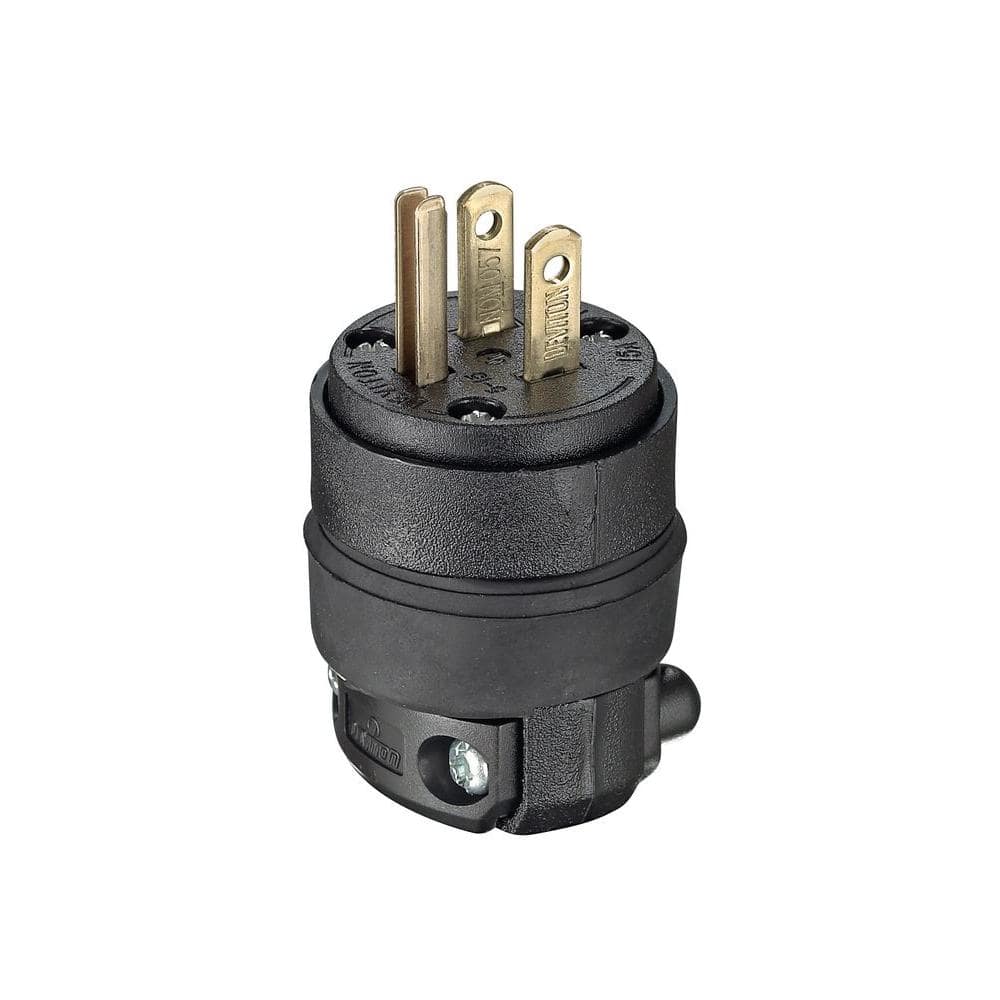 Leviton 15 Amp 125-Volt Rubber Grounding Plug 515PR-R R70-515PR-00R ...