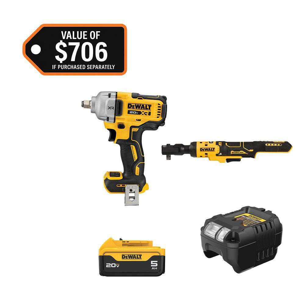 DEWALT 20V Lithium-Ion Cordless 2-Tool Combo Kit with 5.0 Ah Battery ...