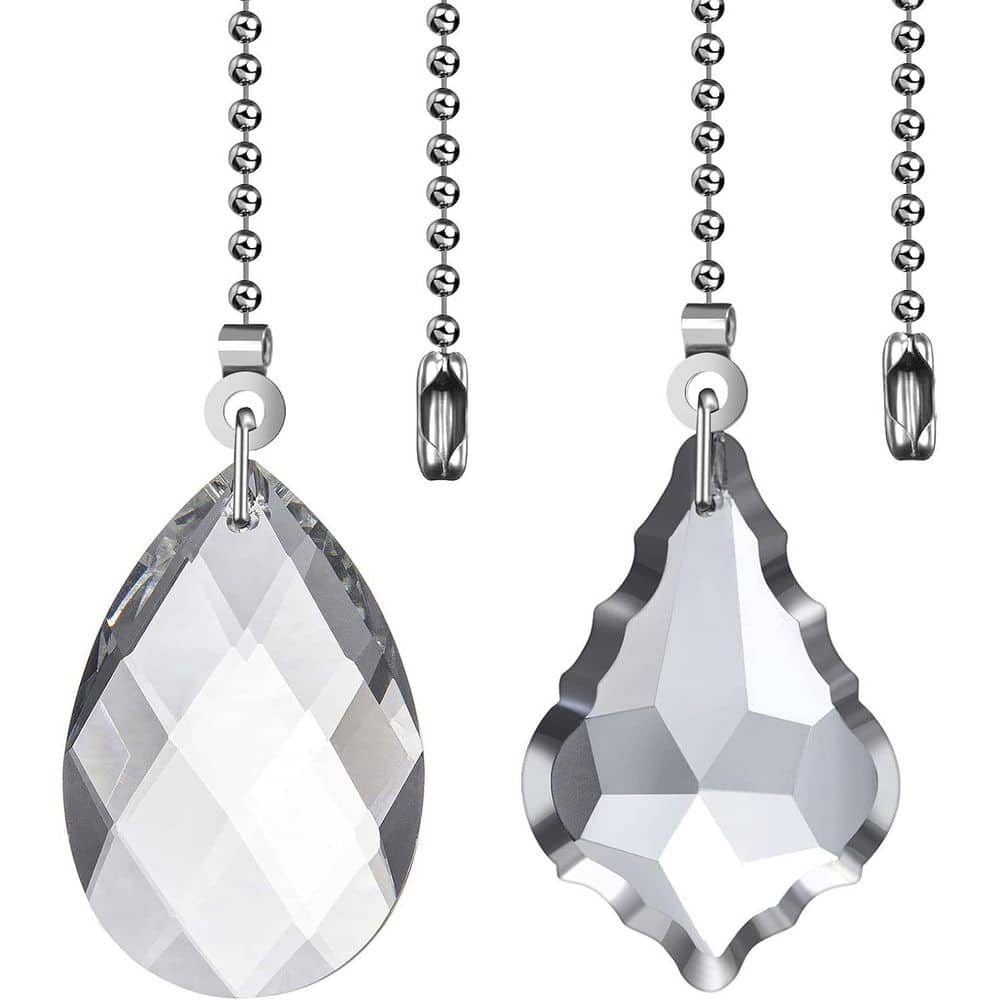 phyfalip Premium Crystal Glass Ceiling Fan Pull Chains 20 in. Extension ...