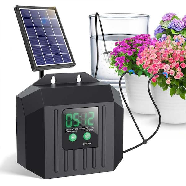 Oyezvary 4W Solar Powered Drip Irrigation System, Programmable Smart ...