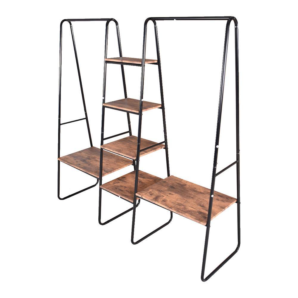 Amucolo Black Metal Clothing Rack Garment Clothing Rack with Shelves ...