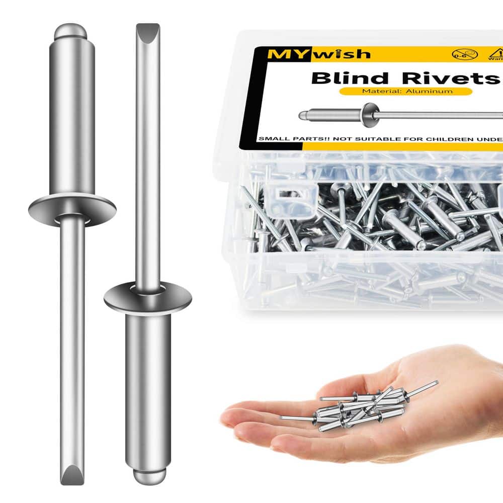 MYWISH 3/16 in. x 5/8 in. Aluminum Blind Pop Rivets (200-Pack) with ...