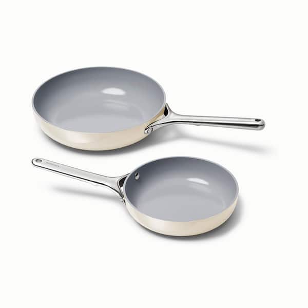 CARAWAY HOME Ceramic 10.5 in. Fry Pan & 8 in. Fry Pan in Cream CW-BND4 ...