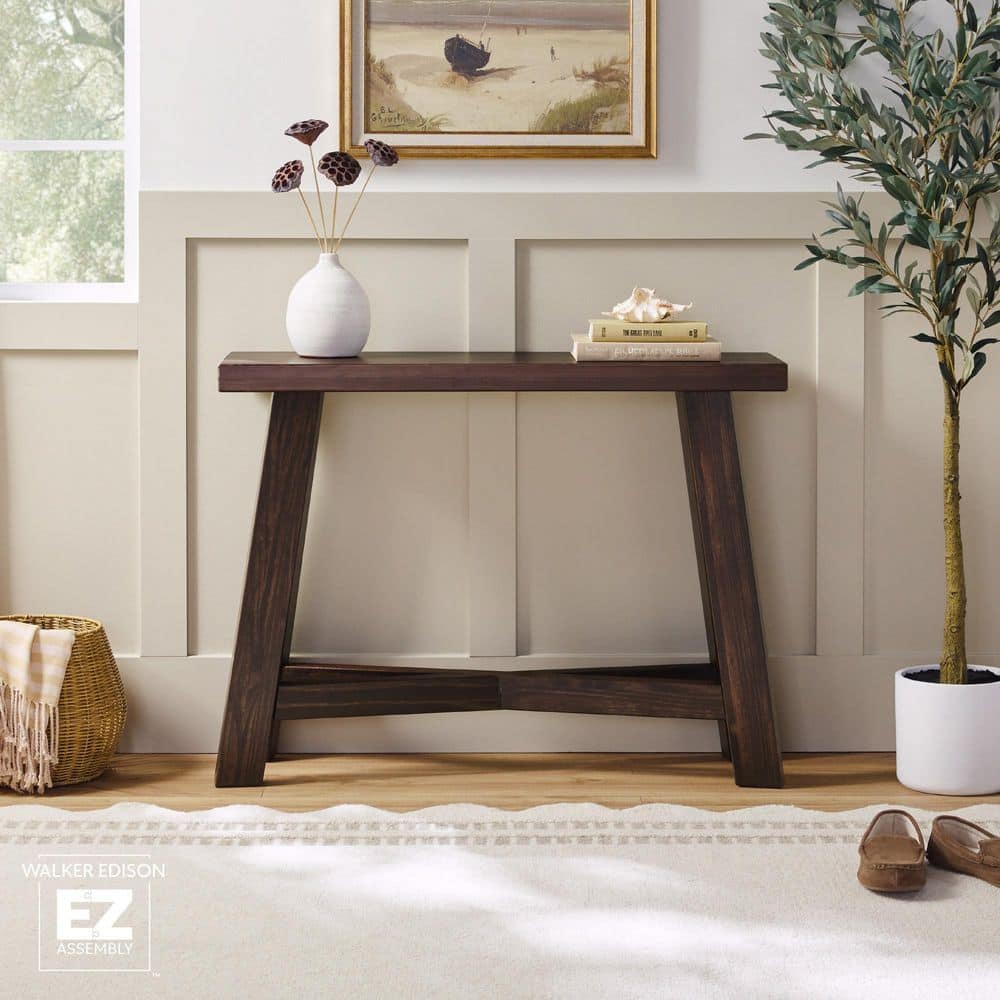 Walker Edison Furniture Company Colt 40 in. Espresso Rustic Rectangle Solid Wood Console Table ...