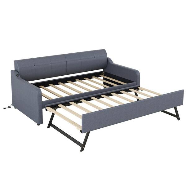 URTR Twin Size Daybed with Pop Up Trundle,Upholstery Daybed Sofa Bed ...