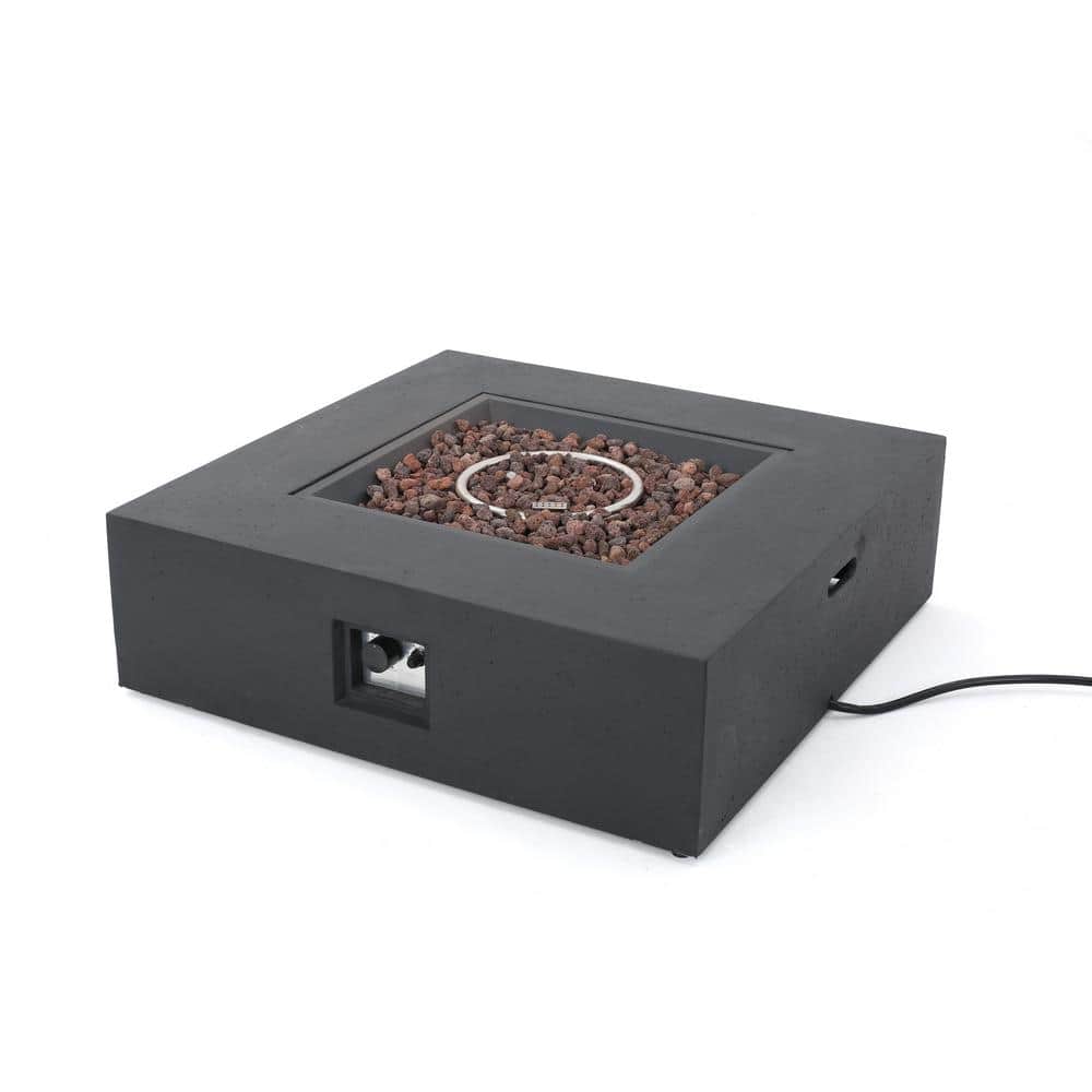Noble House Mayfair Dark Gray Square Stone Fire Pit (No Tank Holder ...