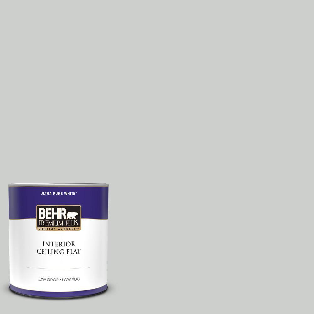 BEHR PREMIUM PLUS 1 qt. #N460-2 Planetary Silver Ceiling Flat Interior ...