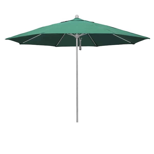 California Umbrella 11 ft. Grey Woodgrain Aluminum Market Patio ...