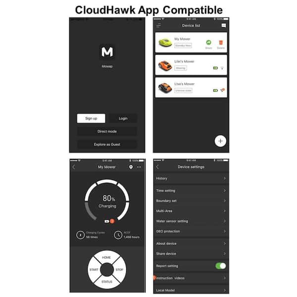 Buy 28-Volt 7 in. Robot Lawn Mower, Brushless Wheel Motors, CloudHawk App and Wifi Control, 1/3 ...