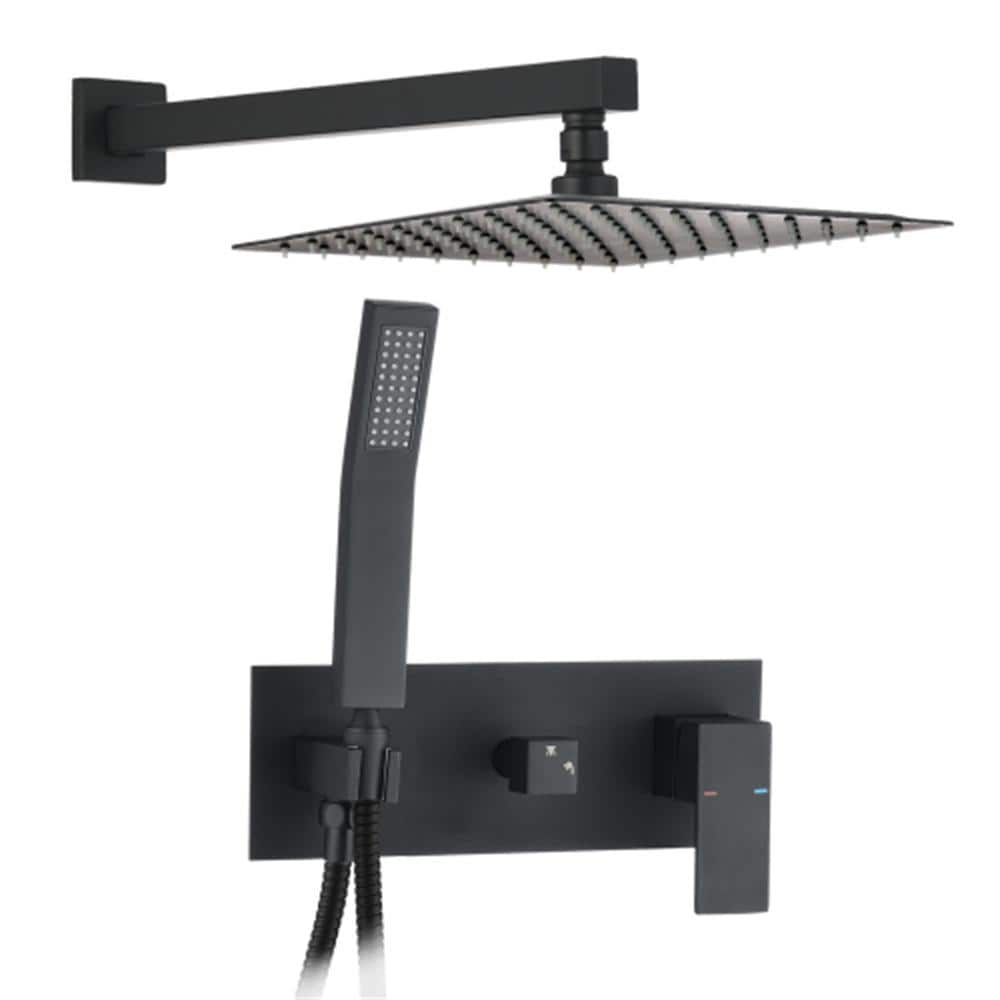 Tahanbath 1-Spray Single Handle Bathroom Complete Shower Set in Matte ...