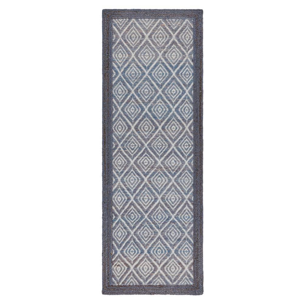 TOWN & COUNTRY LIVING Nalani Textured Diamond 100% Jute Blue 2.5 ft. x ...