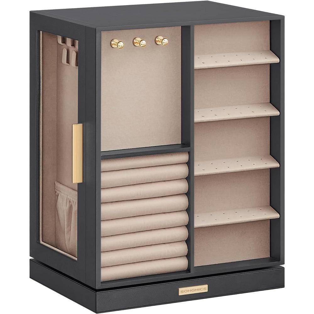 Afoxsos 6.3"D x 8.7"W x 11.2"H, Slate Gray MDF Rotating Jewelry Storage ...