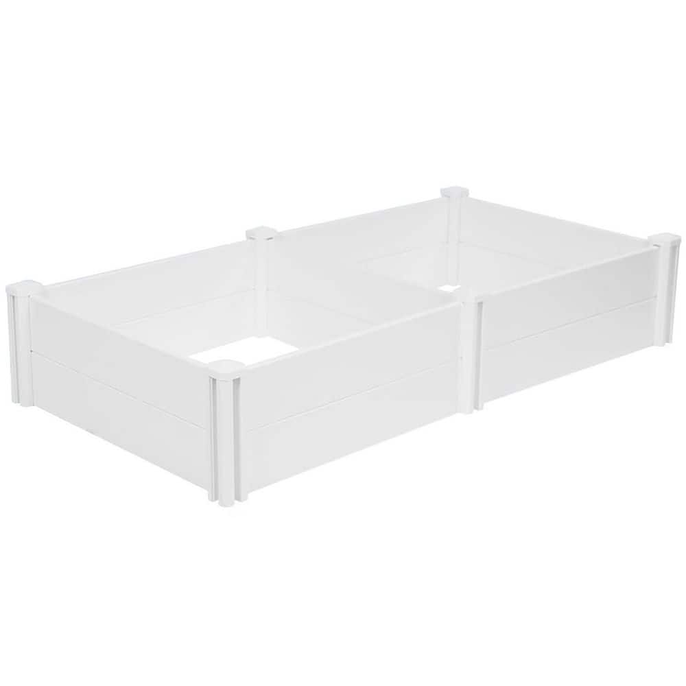 PASAMIC 6 ft. x 3 ft. x 1 ft. White PVC Rectangular Outdoor Raised ...