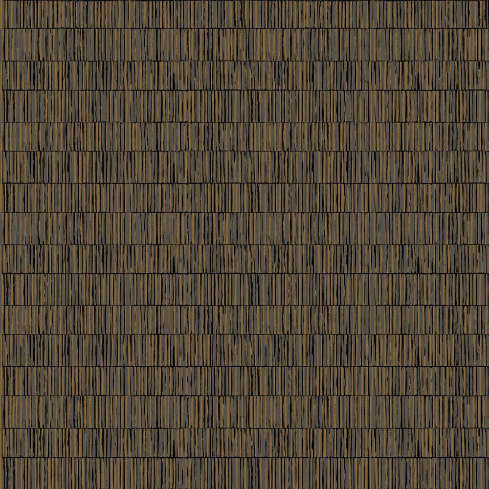 Zen Collection Gold/Blue Bamboo Screen Stripe Sheen Finish Non-Pasted ...