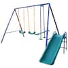 Tidoin Multi-Colored A-Frame Metal Multi-Person Swing Set with Slide ...