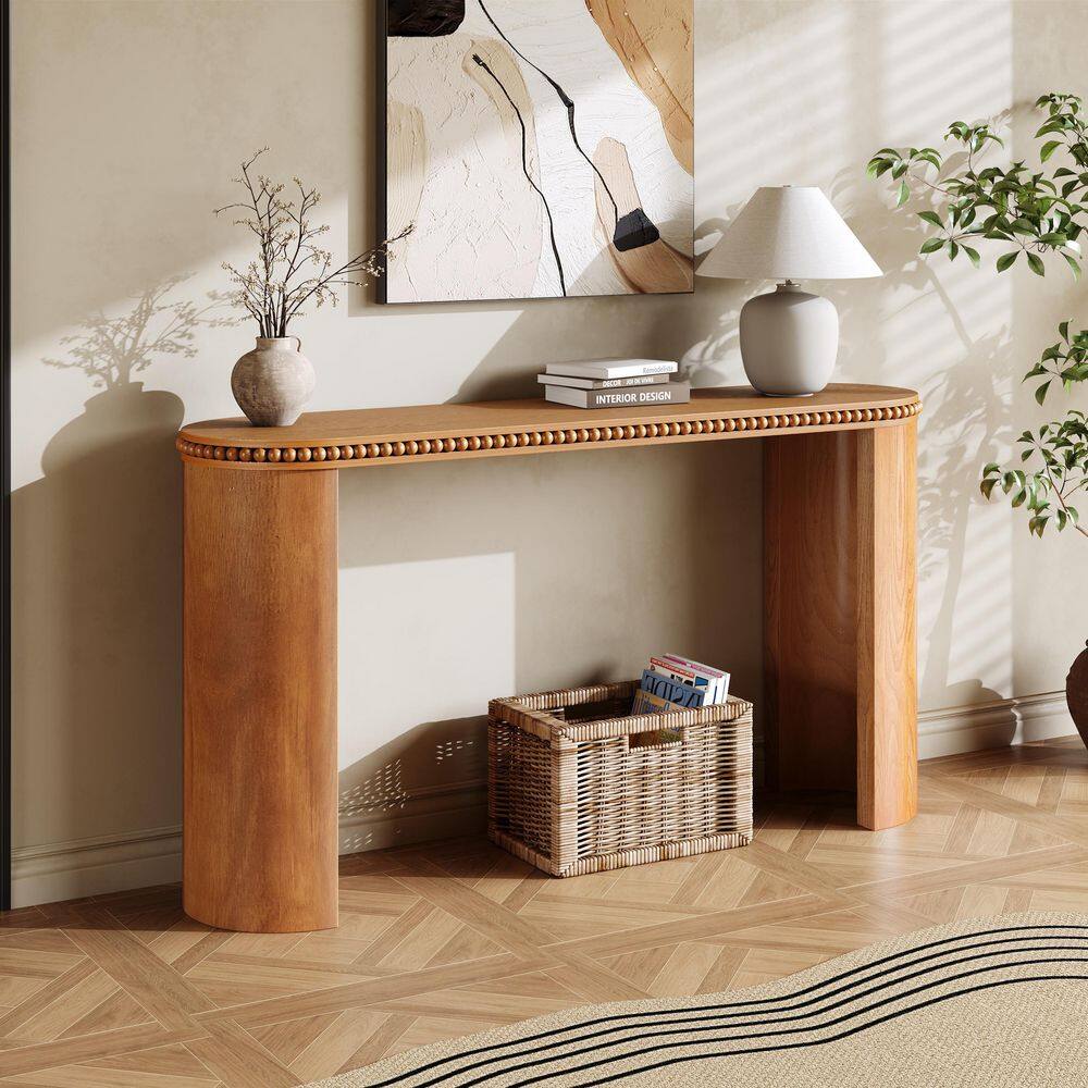 CHRISTOPHER KNIGHT HOME Lark Modern Vintage 59.84 in. Brown Oval MDF Wood Console Table with ...