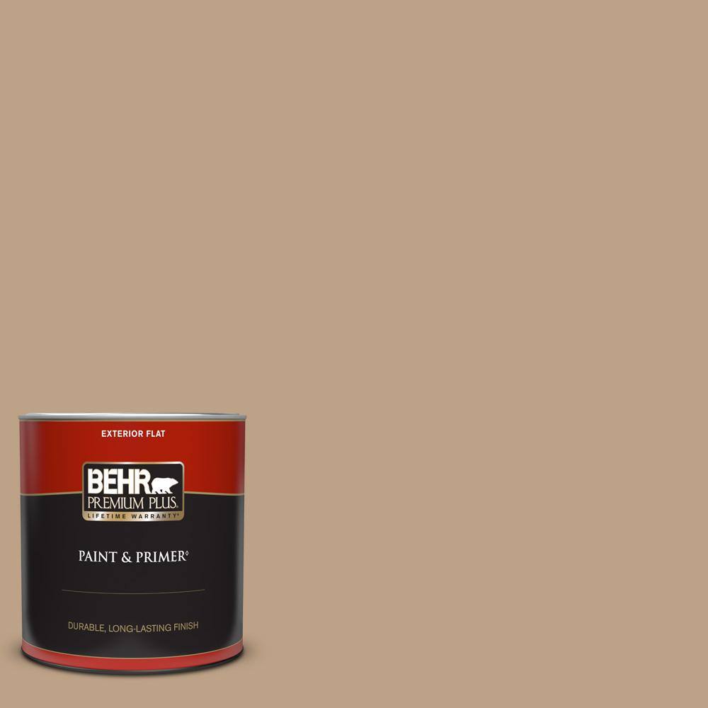 BEHR PREMIUM PLUS 1 qt. #PPU4-05 Basketry Flat Exterior Paint & Primer ...