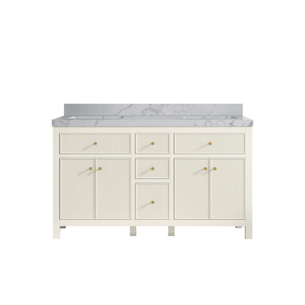 Willow Collections Sonoma 60 in. Double Sink Freestanding Alabaster ...