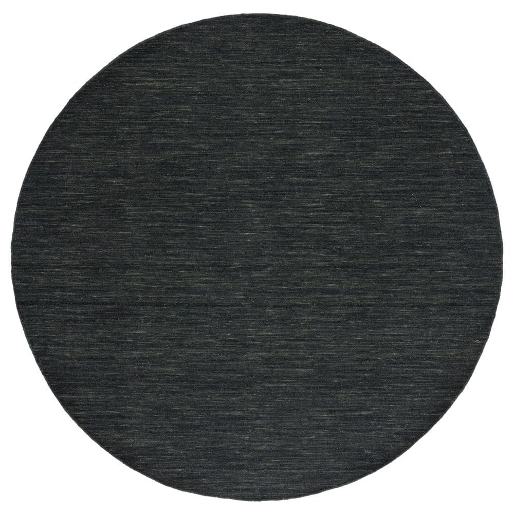 SAFAVIEH Kilim Charcoal/Grey 6 ft. x 6 ft. Solid Color Round Area Rug ...