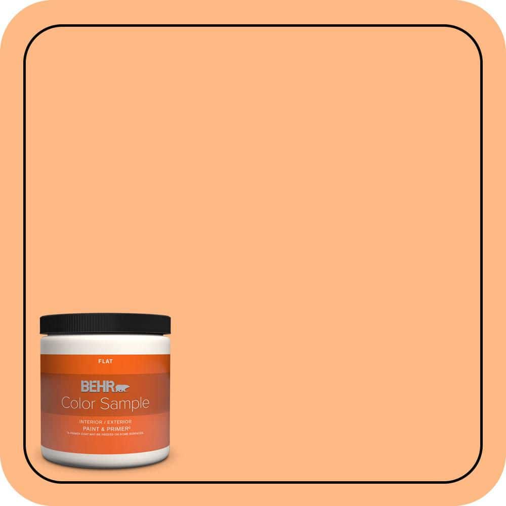 BEHR PREMIUM PLUS 8 oz. #250B-4 Coral Gold Flat Interior/Exterior Paint ...