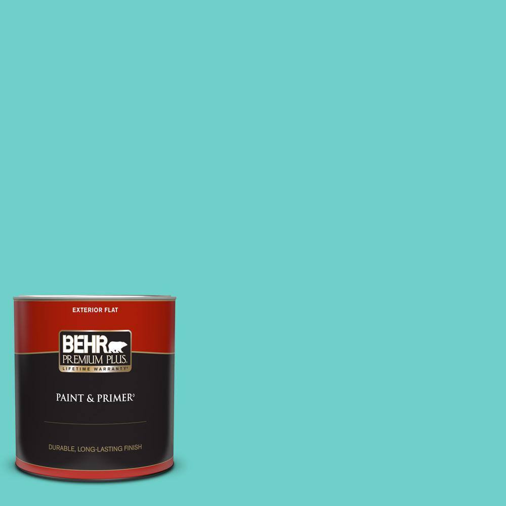 BEHR PREMIUM PLUS 1 qt. #P450-4 Hidden Sea Glass Flat Exterior Paint ...