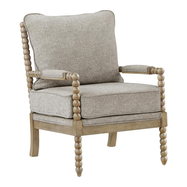 OSP Home Furnishings Fletcher Fog Fabric Spindle Chair in with Rustic ...