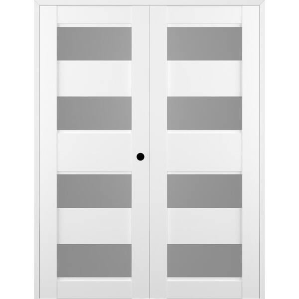 Belldinni Della 72 in. x 96 in. Left Hand Active 4-Lite Frosted Glass ...