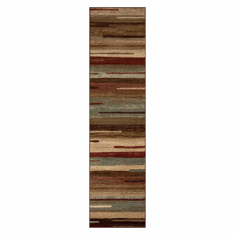 SUPERIOR Fulgor Maroon 2 ft. 6 in. x 8 ft. Modern Stripe Abstract ...