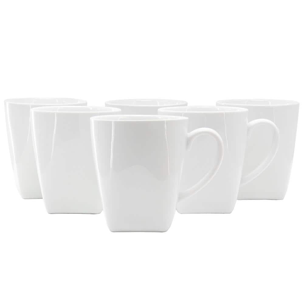 OUR TABLE Simply 6-Piece 13.26 oz. White Porcelain Mug Set 985120515M ...