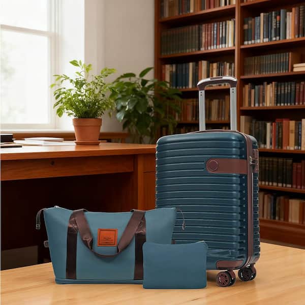 Merax 3 Bags 3-Piece Ink Blue ABS Hardshell Spinner 20" Luggage Set ...