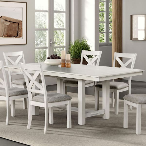 Furniture of America Sunn 5-Piece Extendable Rectangular Rustic White ...