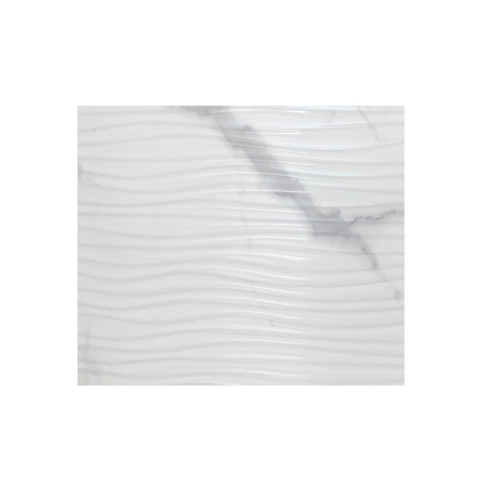 Giorbello Italian 3D Marble Waves White and Gray 8 in. x 8 in. x 7mm ...