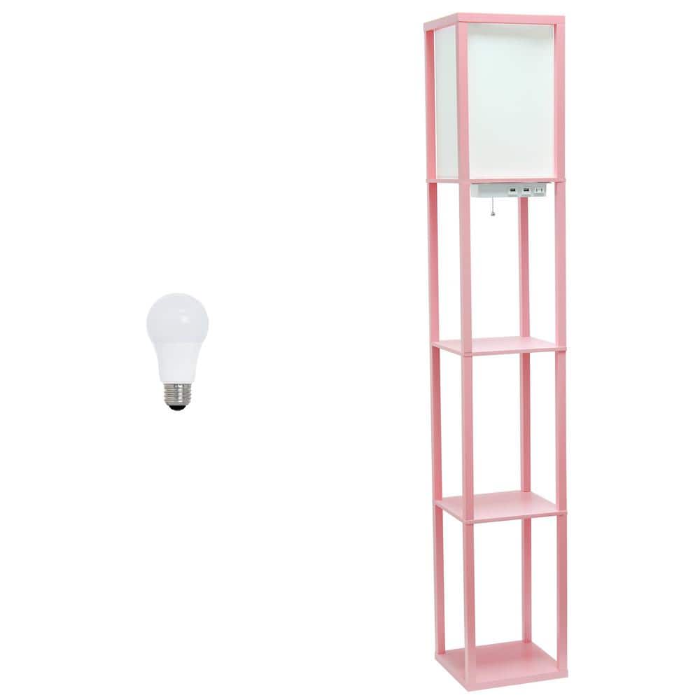 Creekwood home 62.5 in. Light Pink Modern 3-Tier Column Floor Lamp with ...