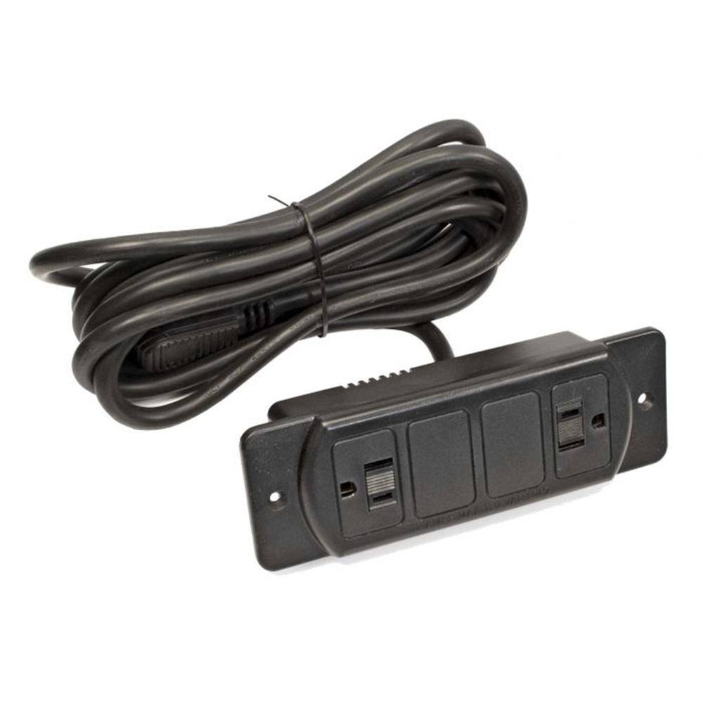 10 ft. 14/3 Black Power Supply Cord Recess Mount 2-Outlet with 45 ...