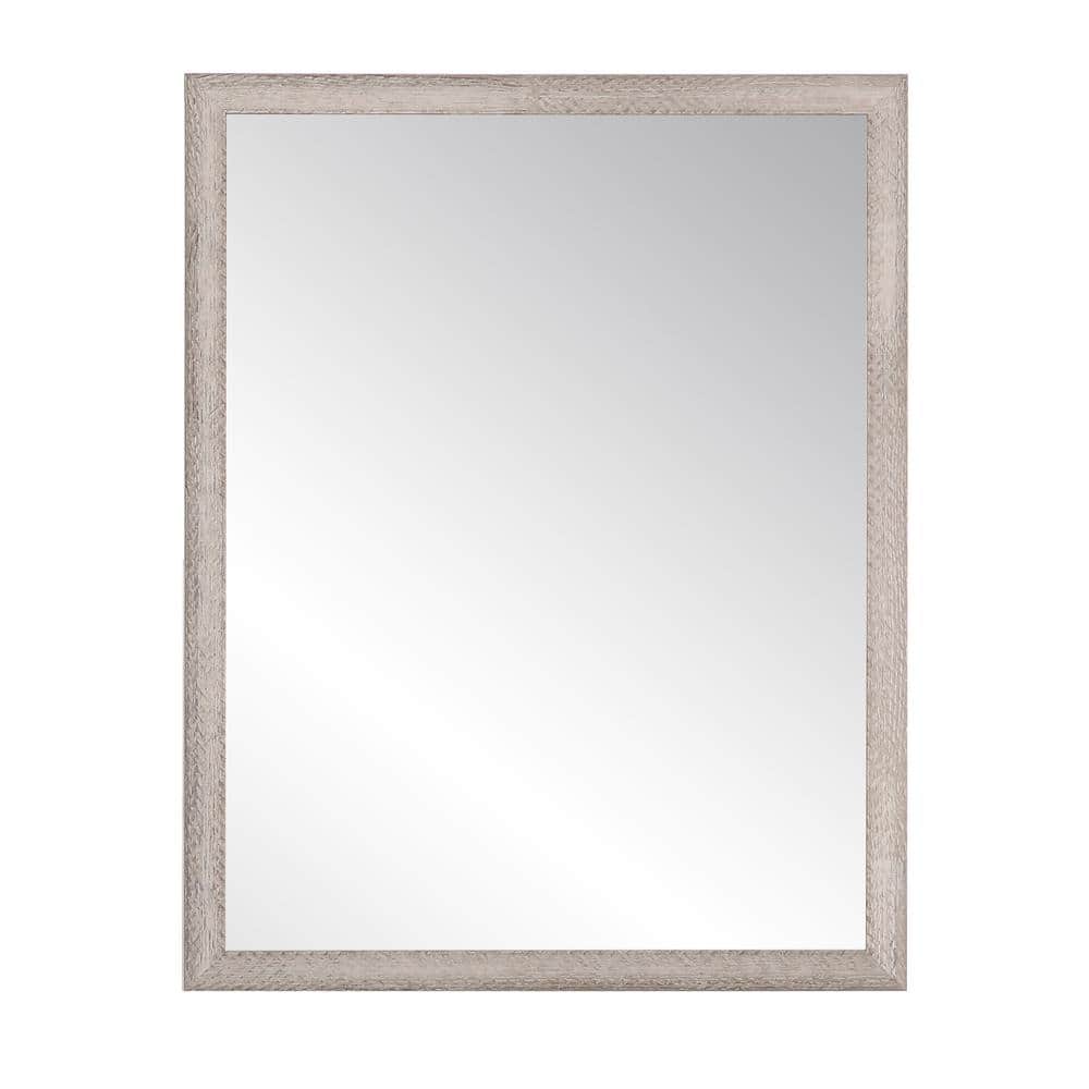 BrandtWorks 29 in. W x 33 in. H Rectangle Framed Gray and White Mirror ...