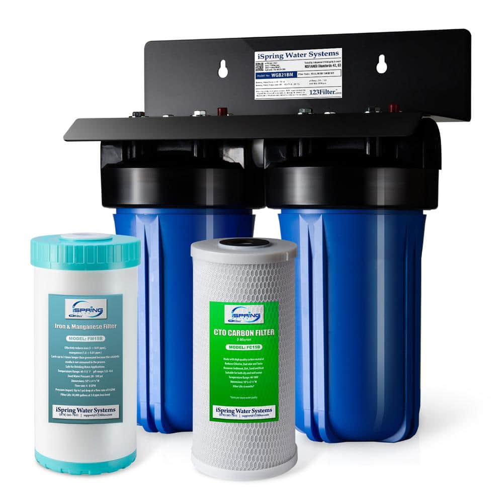 ISPRING Iron and Manganese Whole House Water Filter, 5-Stage 10 in. x 4 ...