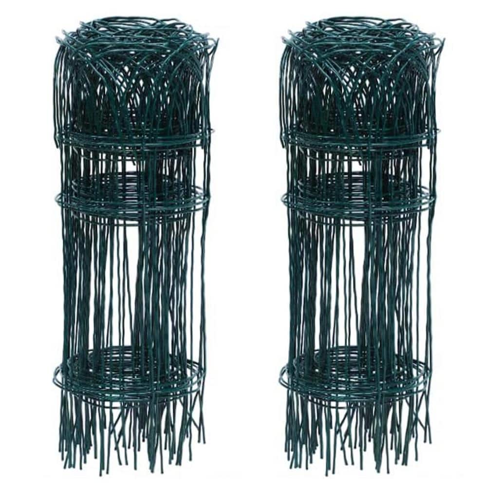 ATENGNES 2 Wire Rolls 14 in. x 20 ft Steel Folding Green Garden Fence ...