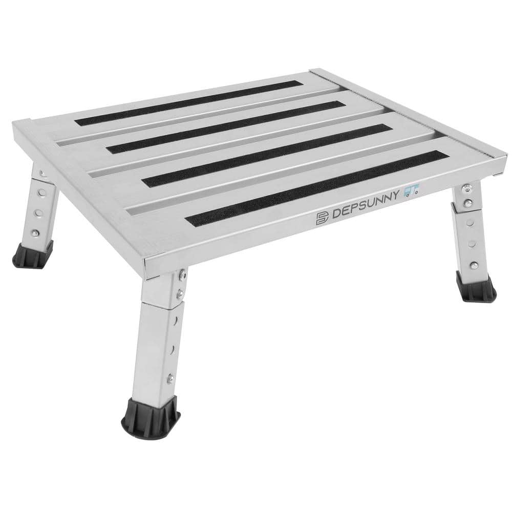 Angel Sar 1000 lbs. Silver Aluminum Step Stool with Non-Slip Rubber ...