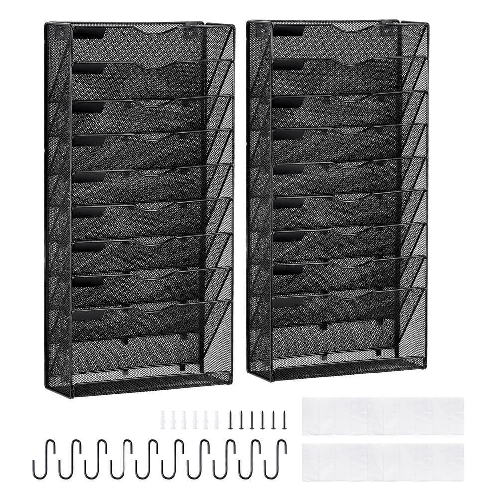 VEVOR File Wall Rack, 2-Piece 10 Pockets Mesh Wall File Holder, Wall ...