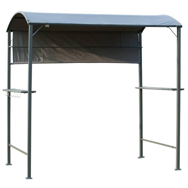 7 ft. x 4 ft. Black Grill Gazebo BBQ Canopy with Sun Shade Panel Side ...