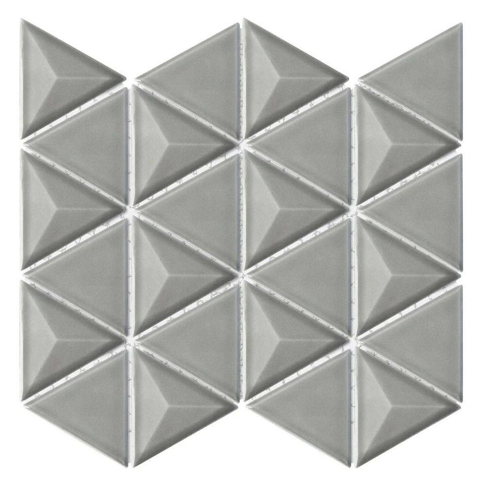 Ivy Hill Tile Medley Triangle Warm Gray 4 in. x 0.39 in. Glossy Ceramic ...