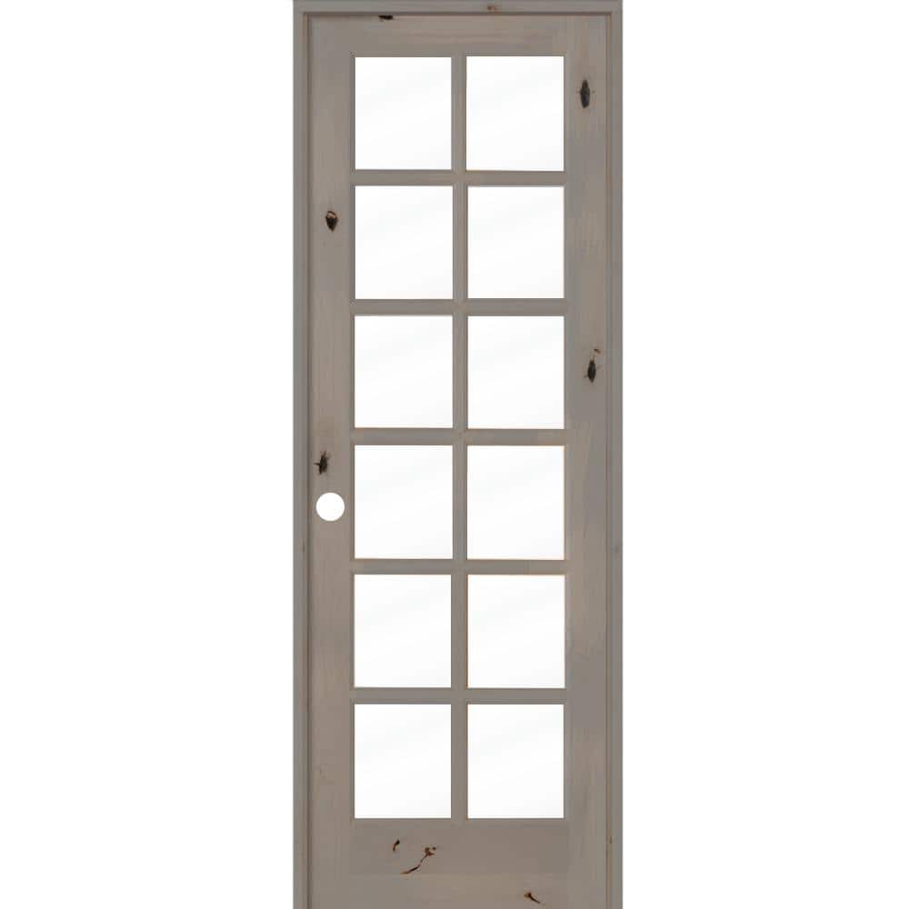 Krosswood Doors 30 in. x 96 in. Rustic Knotty Alder 12-Lite Right-Hand ...