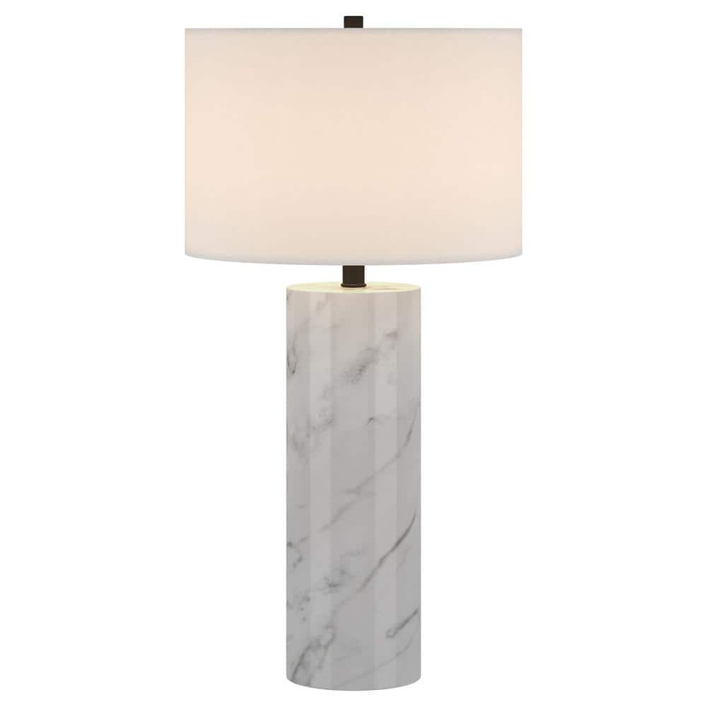 Meyer&Cross Elise 29.5 in. Marble and Black Table Lamp with Fabric ...