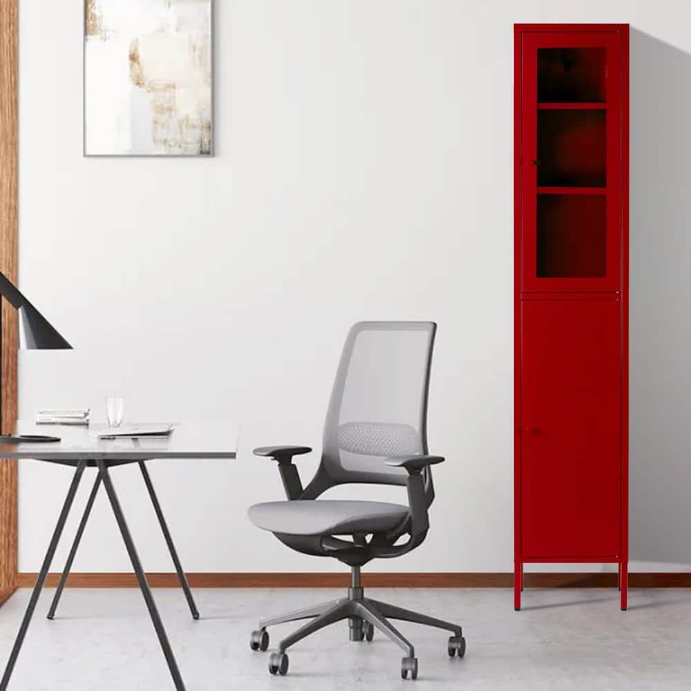 Glamour Home Aviva 71 in. Red 2-Door Metal Storage Cabinet GHBC-1583 ...