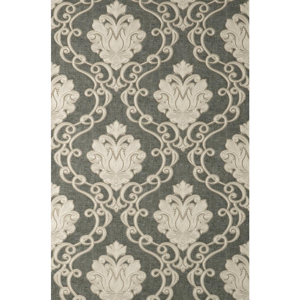 Fine Decor Florentine Charcoal Grey Damask Wallpaper Sample M95660SAM ...