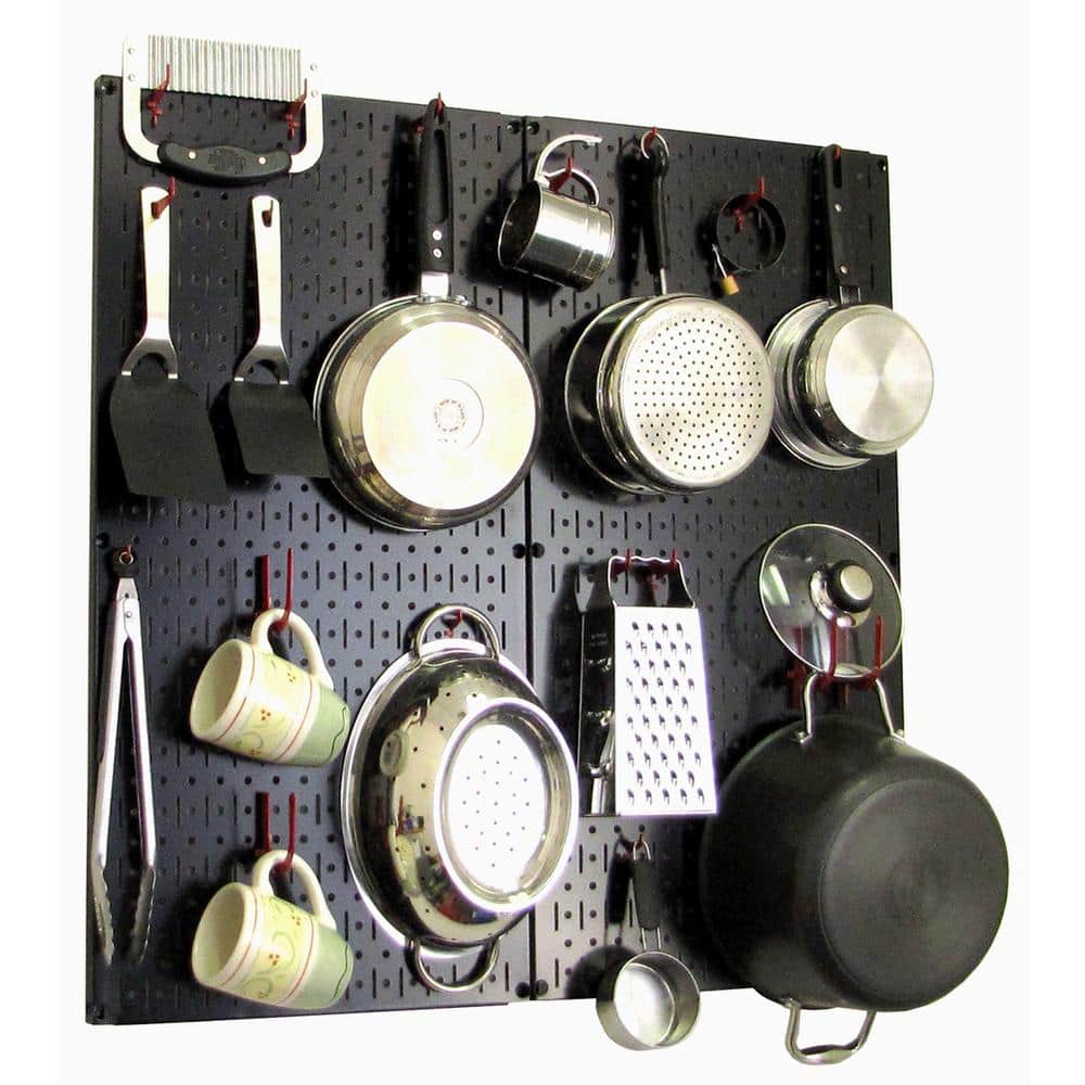 Wall Control Kitchen Pegboard 32 in. x 32 in. Metal Peg Board Pantry ...